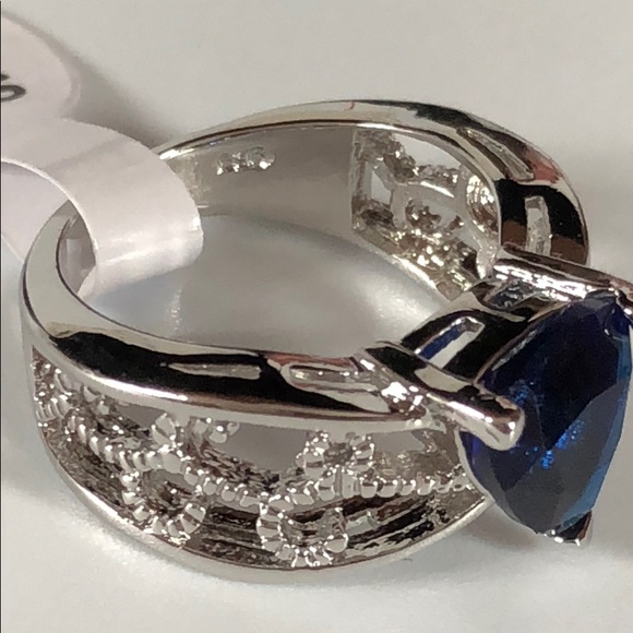 Jewelry | 925 Sterling Silver Plated Blue Sapphire Ring | Poshmark